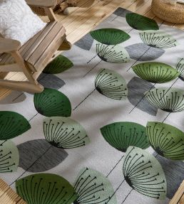 Dandelion Clocks Rug in Botanical Green by Sanderson | Jane Clayton