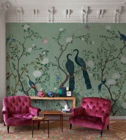 Edo Wallpaper mural in Mint by Coordonne | Jane Clayton