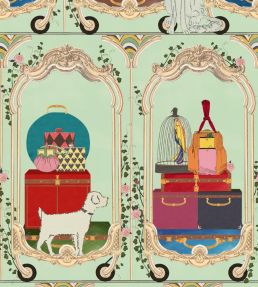 Fancy Trip Wallpaper in Turquoise by MINDTHEGAP | Jane Clayton