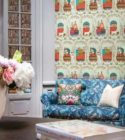 Fancy Trip Wallpaper in Turquoise by MINDTHEGAP | Jane Clayton