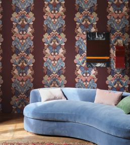 Glastonbury Stripe Wallpaper in Brinjal by Liberty | Jane Clayton