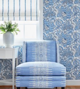 Javanese Stripe Fabric in Spa Blue by Anna French | Jane Clayton