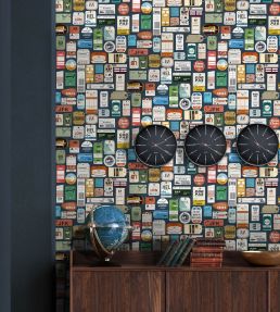 Jet Set Wallpaper in Midnight by Mini Moderns | Jane Clayton