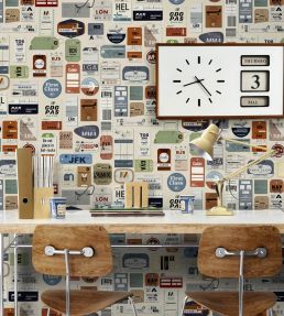 Jet Set Wallpaper in Stone by Mini Moderns | Jane Clayton