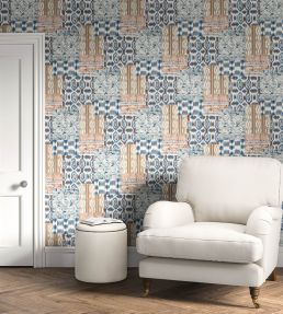 Kantha Wallpaper in Indigo by The Pure Edit | Jane Clayton