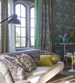 Karakusa Velvet Fabric in Midnight by Designers Guild | Jane Clayton