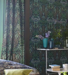 Karakusa Velvet Fabric in Midnight by Designers Guild | Jane Clayton