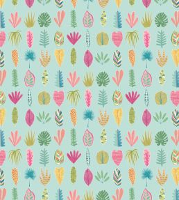 Leaf Boogie Wallpaper in Aqua & Raspberry by Ohpopsi | Jane Clayton