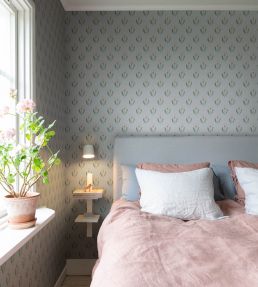 Maskrosen Wallpaper in Soft Blue by Sandberg | Jane Clayton