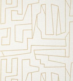 Matrix Wallpaper in Metallic Gold on Beige by Thibaut | Jane Clayton