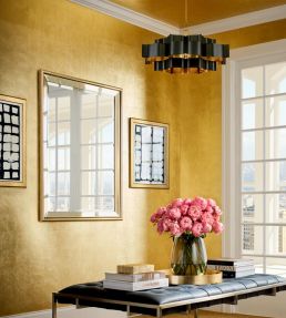 Metal Leaf Wallpaper in Metallic Pewter by Thibaut | Jane Clayton