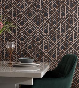 Metro Wallpaper in Jet by 1838 Wallcoverings | Jane Clayton