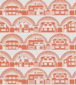 Metroland Wallpaper by Mini Moderns in Harvest Orange | Jane Clayton
