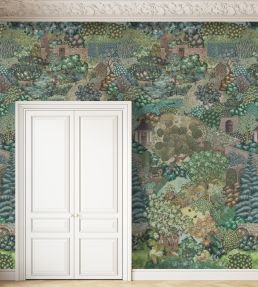 Miserden Wallpaper in Green by Josephine Munsey | Jane Clayton