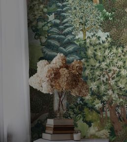 Miserden Trees Wallpaper in Green by Josephine Munsey | Jane Clayton