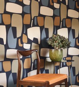Module Wallpaper in Noir/Kaki by Casadeco | Jane Clayton