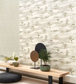 Mokuso Wallpaper in Vert Lichen by Casadeco | Jane Clayton