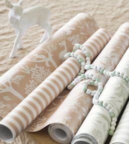 My Little World Rayure Wallpaper in Beige Camel by Casadeco | Jane Clayton