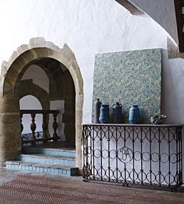 Kayin Wallpaper by Osborne & Little in Dark Steel Blue/Metallic Pewter ...