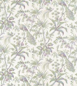 Peacock Toile Fabric in Green & Plum by Anna French | Jane Clayton
