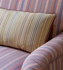 Symington Stripe Fabric in Green/Coral by GP & J Baker | Jane Clayton