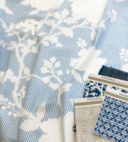 Peony Pinstripe Fabric in 01 Blue by Madeaux | Jane Clayton