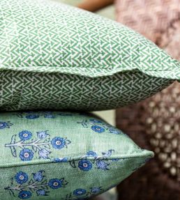 Poppy Sprig Ready Made Cushions in Green/Blue by GP & J Baker | Jane Clayton