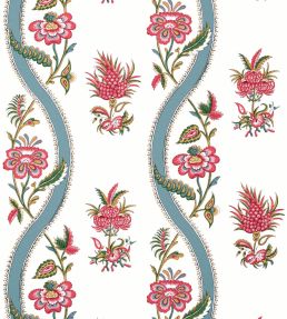 Ribbon Floral Wallpaper in Raspberry and Teal by Thibaut | Jane Clayton