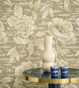 Rustic Floral Wallpaper in Beige / Sand by Eijffinger | Jane Clayton