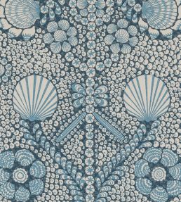 Shell Grotto Outdoor Fabric in Blue by Fermoie | Jane Clayton