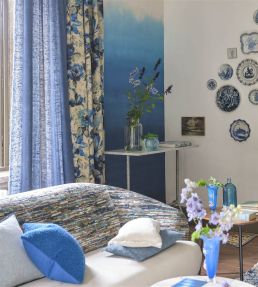 Shoshi Wallpaper mural in Cobalt by Designers Guild | Jane Clayton