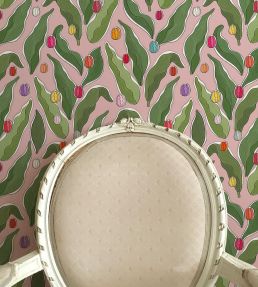 Tulips Festival Wallpaper in Pink by Ottoline | Jane Clayton