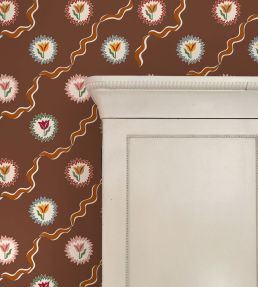 Tulips of Belgravia Wallpaper in Brown by Ottoline | Jane Clayton