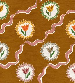 Tulips of Belgravia Fabric in Gold by Ottoline | Jane Clayton